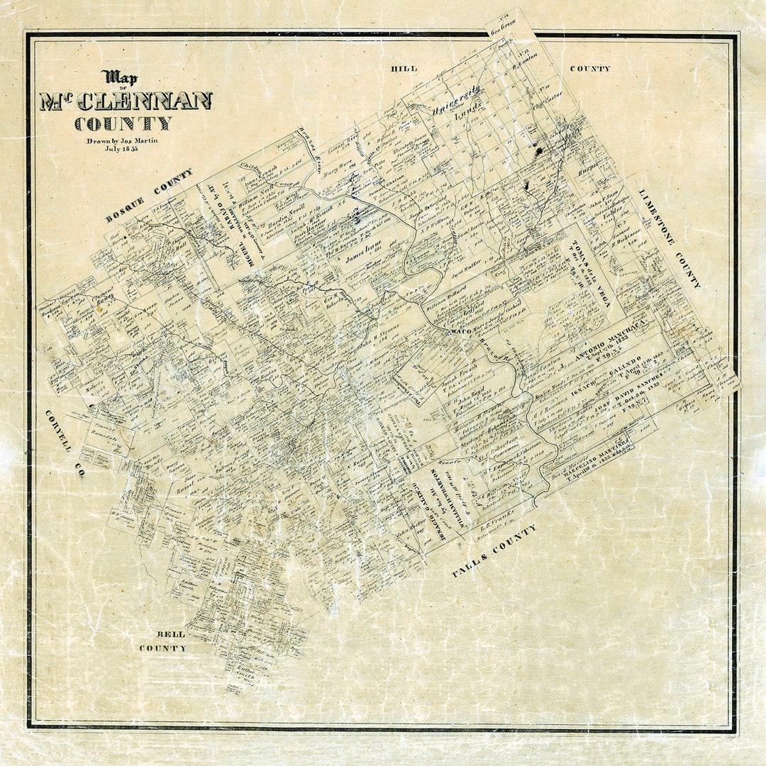 1855 Map of Mclennan County Texas - Etsy