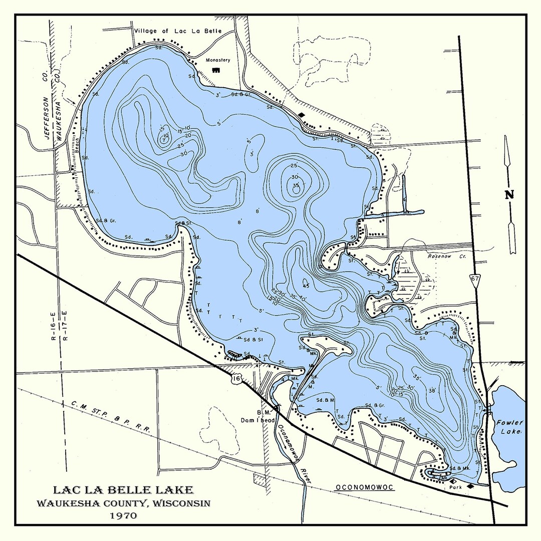 1970 Map of Lac La Belle Lake Waukesha County Wisconsin - Etsy