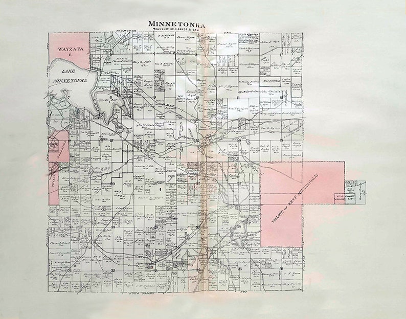 1913 Map of Minnetonka Township Hennepin County Minnesota - Etsy