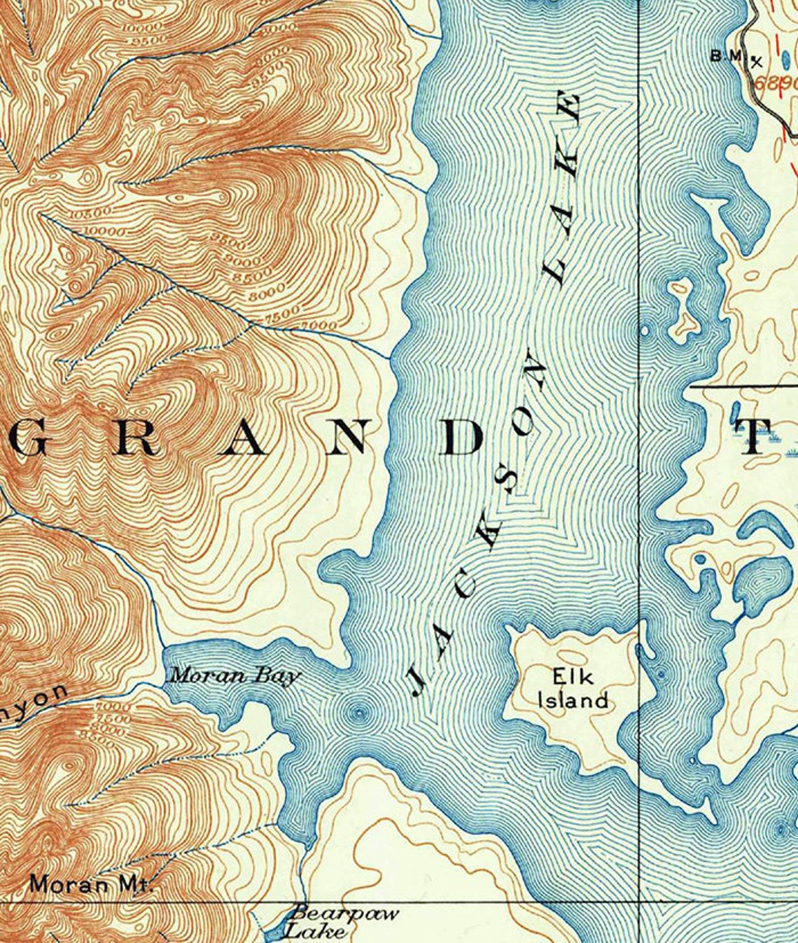 1899 Topo Map of Grand Teton Wyoming Quadrangle Jackson Lake - Etsy