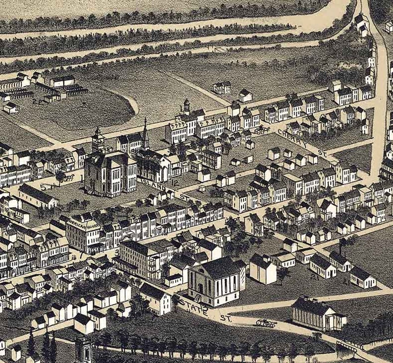 1889 Panoramic Map of Hamburg Berks County Pennsylvania - Etsy
