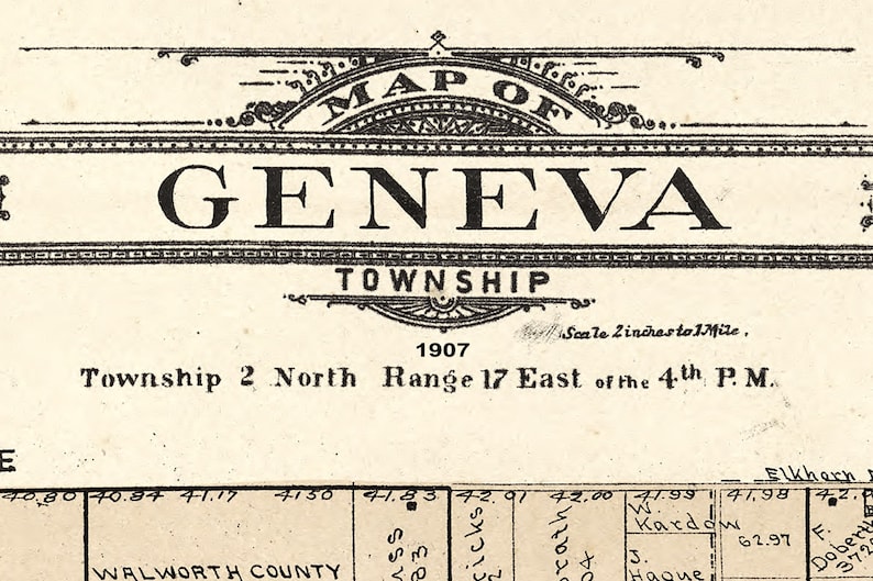 1907 Map of Geneva Township Walworth County Wisconsin - Etsy
