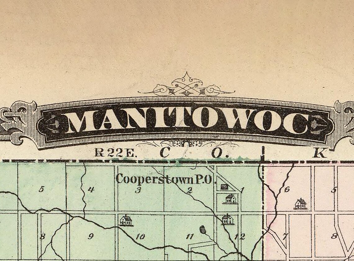 1878 Map of Manitowoc County Wisconsin - Etsy