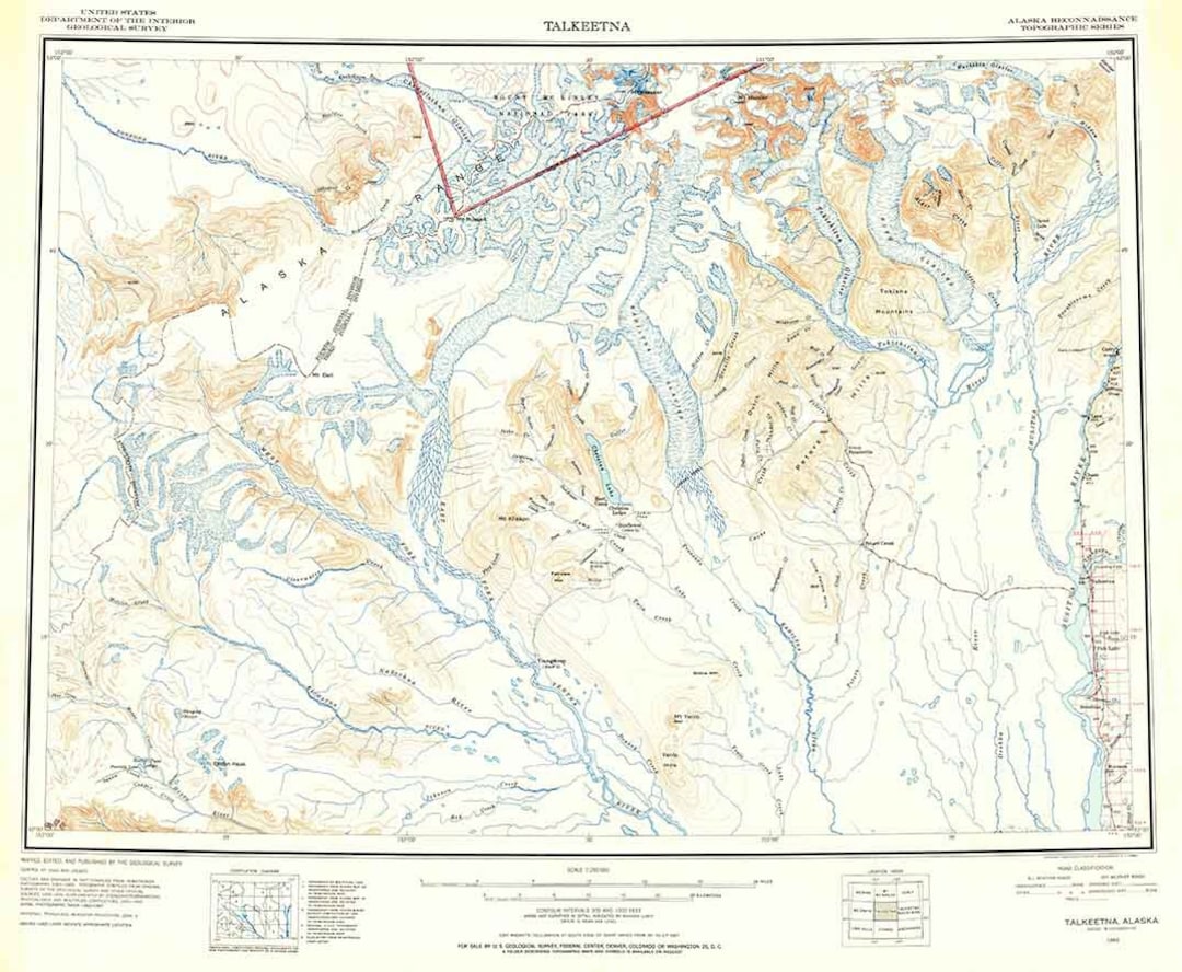 1950 Topo Map of Talkeetna Alaska Quadrangle - Etsy
