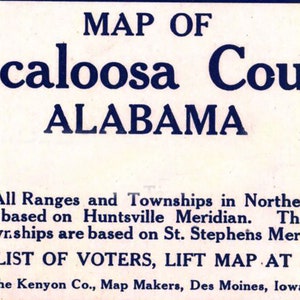 1920 Map of Tuscaloosa County Alabama - Etsy
