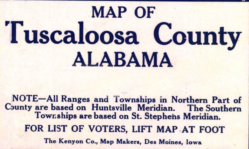 1920 Map of Tuscaloosa County Alabama - Etsy