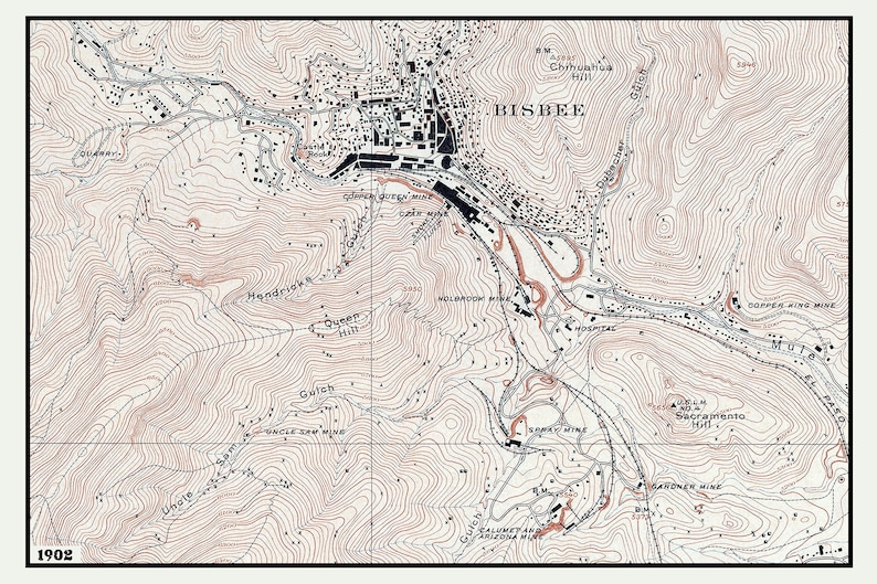 1902 Map of Bisbee Cochise County Arizona - Etsy