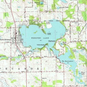 1962 Map of Lake Webster Indiana - Etsy