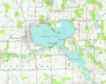 Webster Lake Map - Etsy