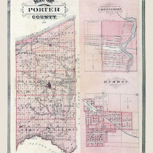 1876 Map of Porter County Indiana - Etsy