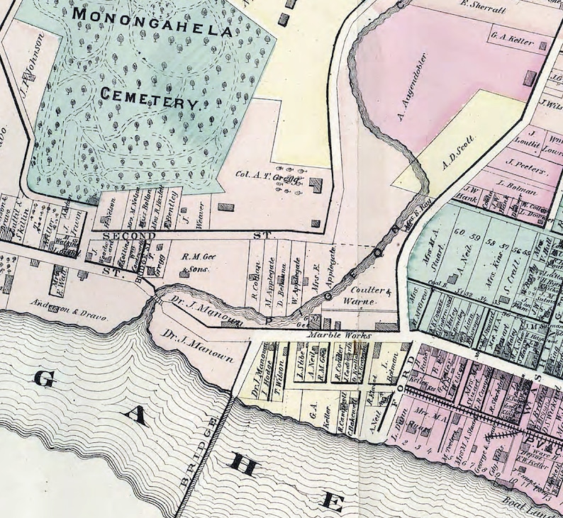 1876 Map of Monongahela City Washington County Pa - Etsy