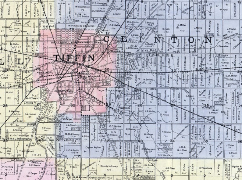 1896 Farm Line Map of Seneca County Ohio Tiffin | Etsy