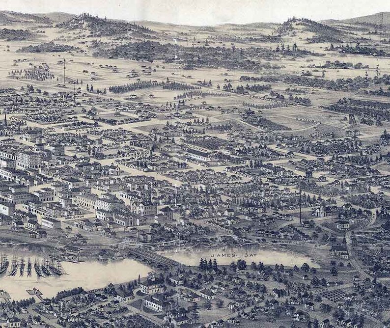 1889 Panoramic Map of Victoria British Columbia Canada - Etsy