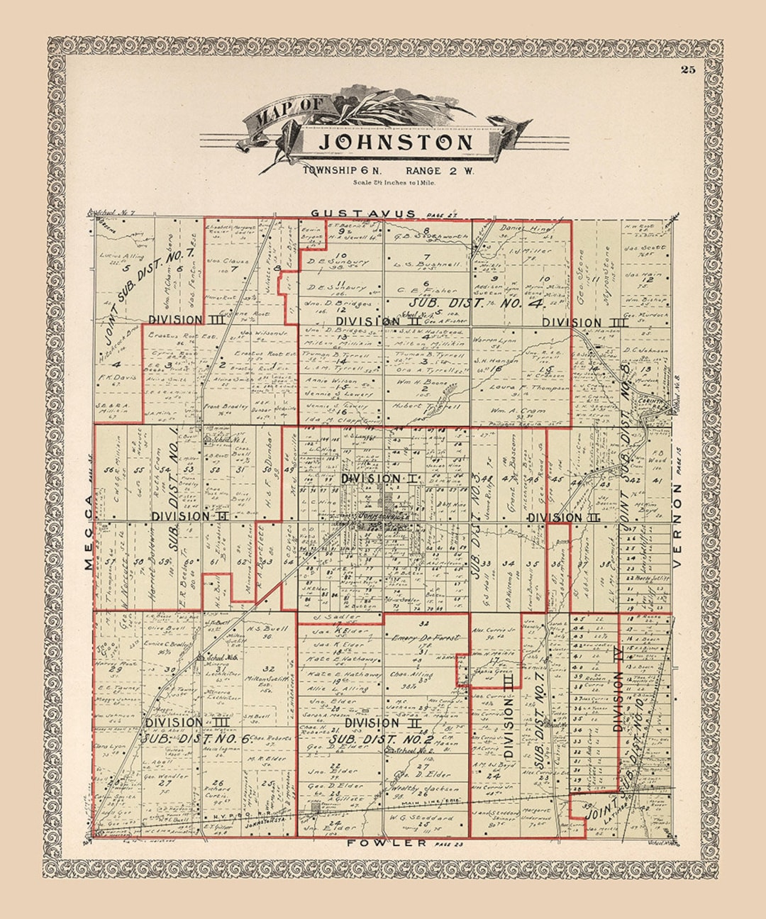 1899 Map of Johnston Township Trumbull County Ohio - Etsy