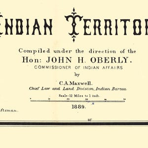 1889 Map of Oklahoma Indian Territory - Etsy