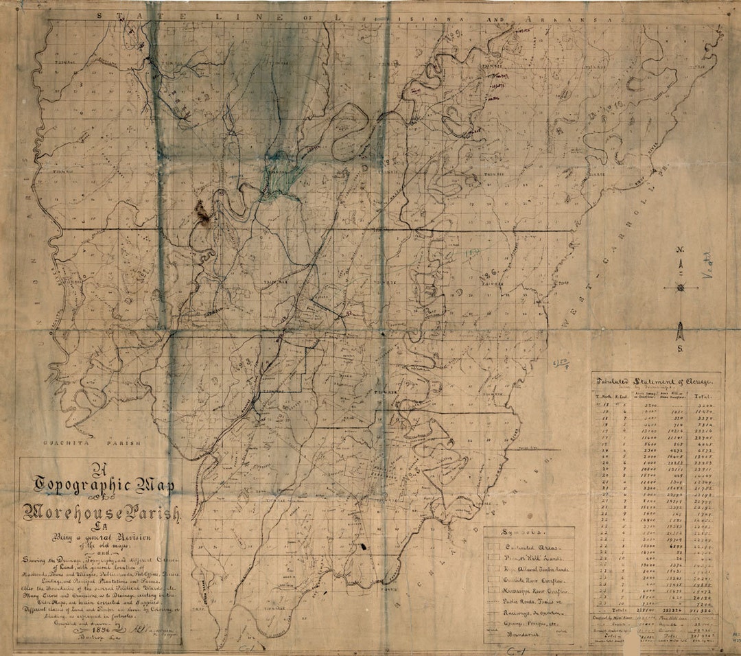 1896 Map of Morehouse Parish (county) Louisiana Bastrop - Etsy