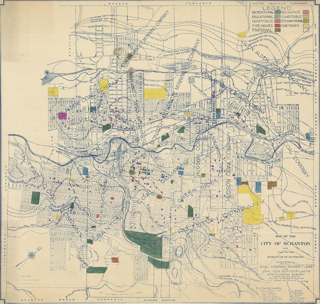 1936 Scranton Pennsylvania Coal Mine Map - Etsy