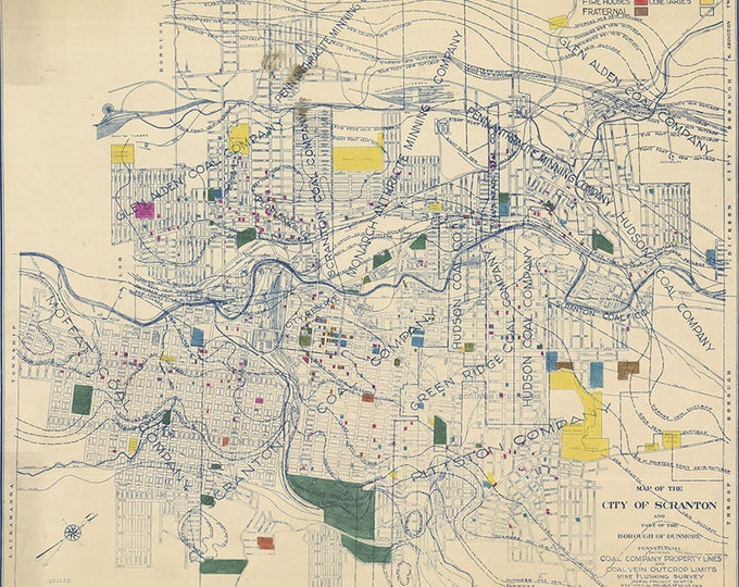 1936 Scranton Pennsylvania Coal Mine Map - Etsy