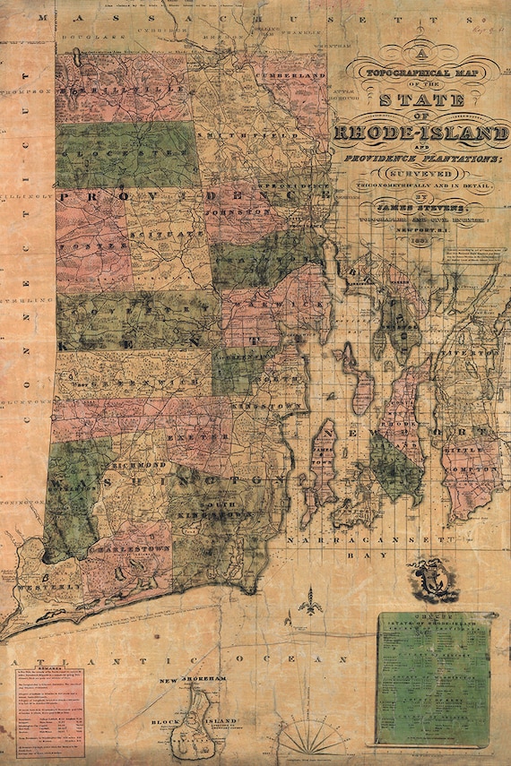 1831 Map of the State of Rhode Island | Etsy