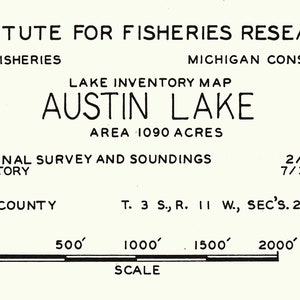 1953 Map of Austin Lake Kalamazoo County Michigan - Etsy