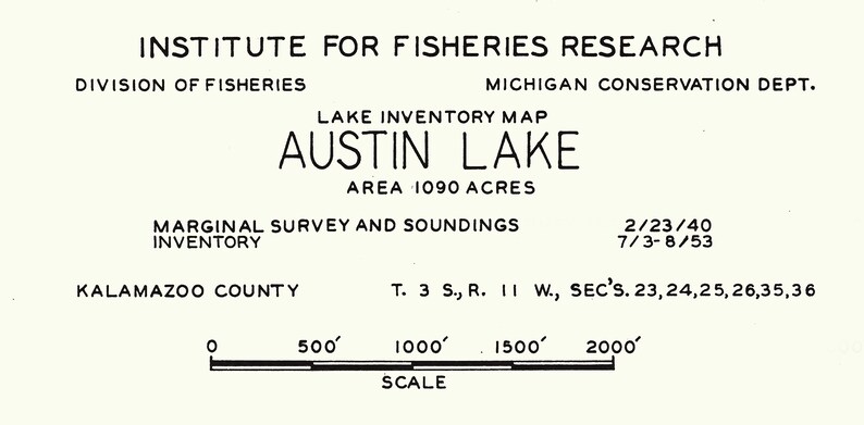 1953 Map of Austin Lake Kalamazoo County Michigan | Etsy