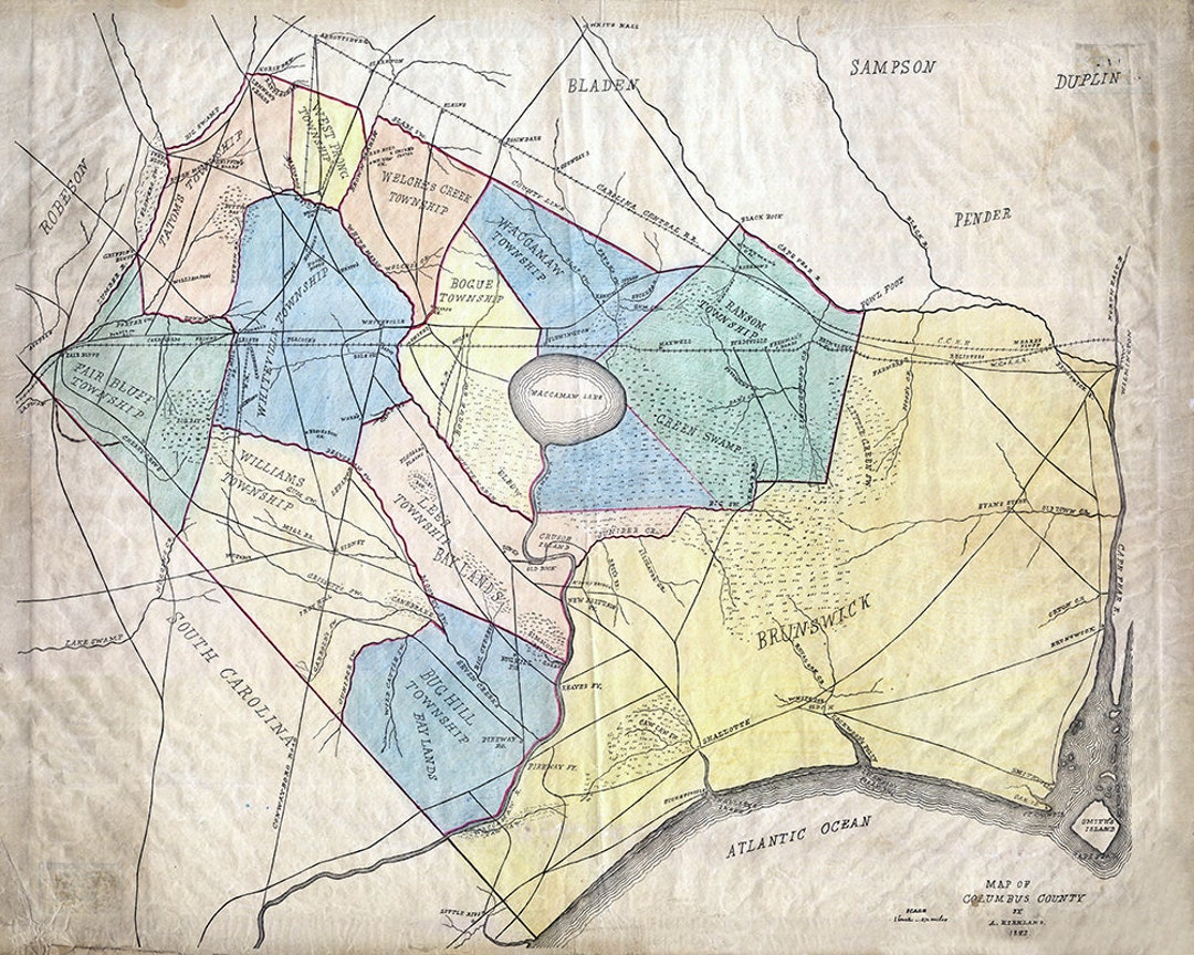 1882 Map of Columbus County North Carolina - Etsy