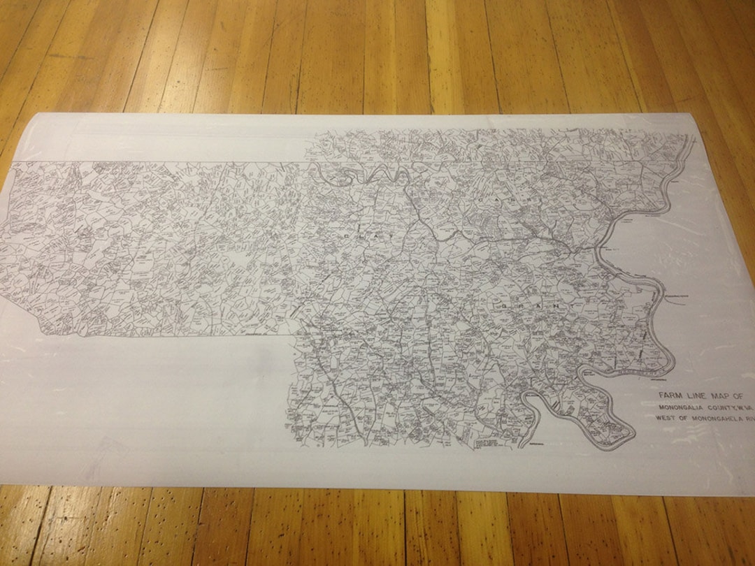 Monongalia County WV Farm Line Map Showing Oil and Gas Well Locations ...