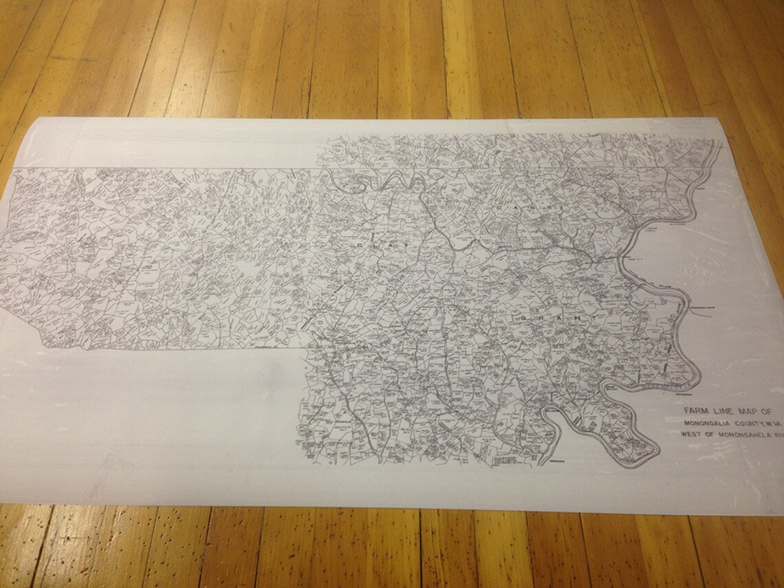Monongalia County WV Farm Line Map Showing Oil and Gas Well Locations ...
