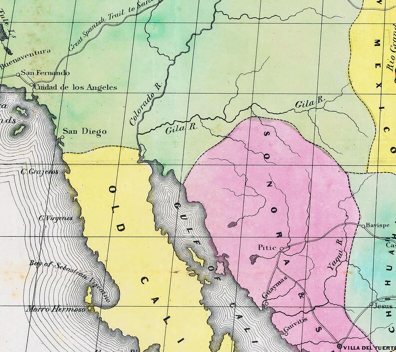 1846 Map of Mexico - Etsy