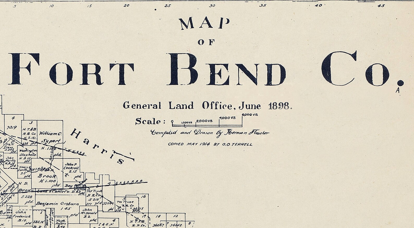 1914 Farm Line Map of Fort Bend County Texas | Etsy