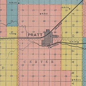 1900 Map of Pratt County Kansas - Etsy