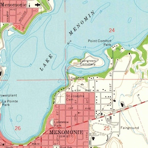 1972 Map of Lake Menomin Wisconsin and Tainter Lake - Etsy