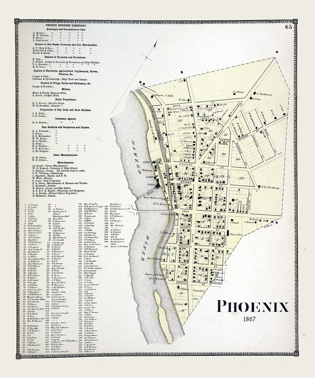 1867 Map of Phoenix Village Oswego County New York - Etsy