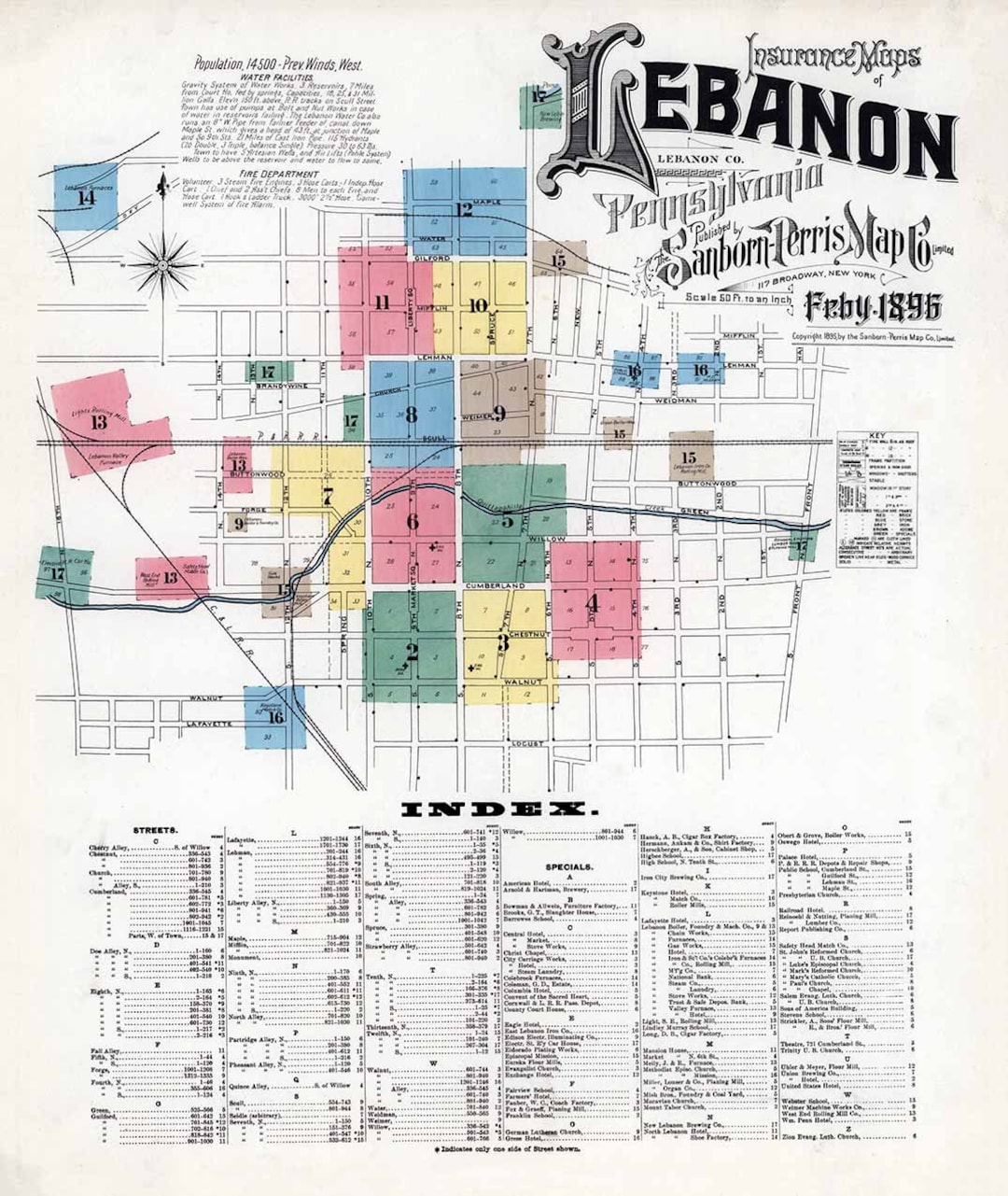 1896 Town Map of Lebanon County Pennsylvania - Etsy