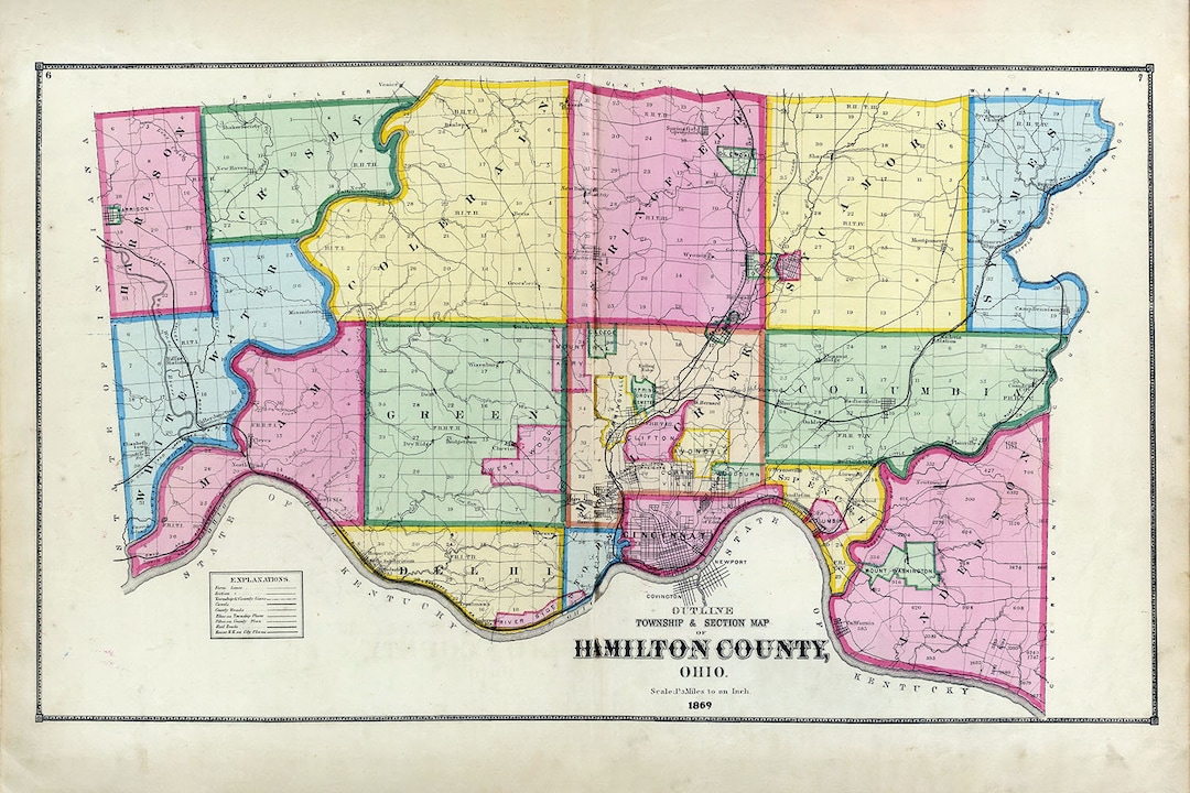 1869 Map of Hamilton County Ohio - Etsy