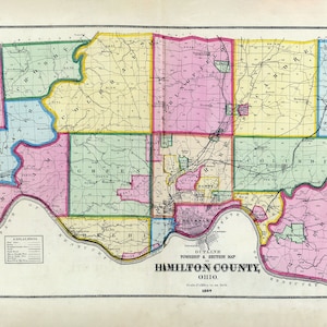 1869 Map of Hamilton County Ohio - Etsy