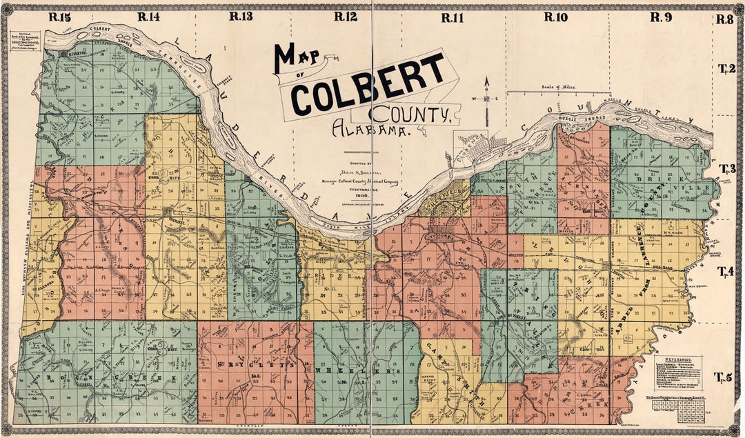 1896 Map of Colbert County Alabama Sheffield - Etsy