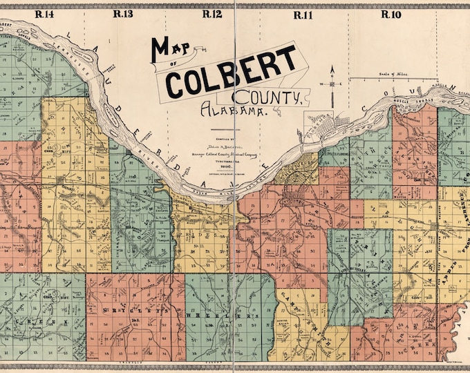 1896 Map of Colbert County Alabama Sheffield - Etsy