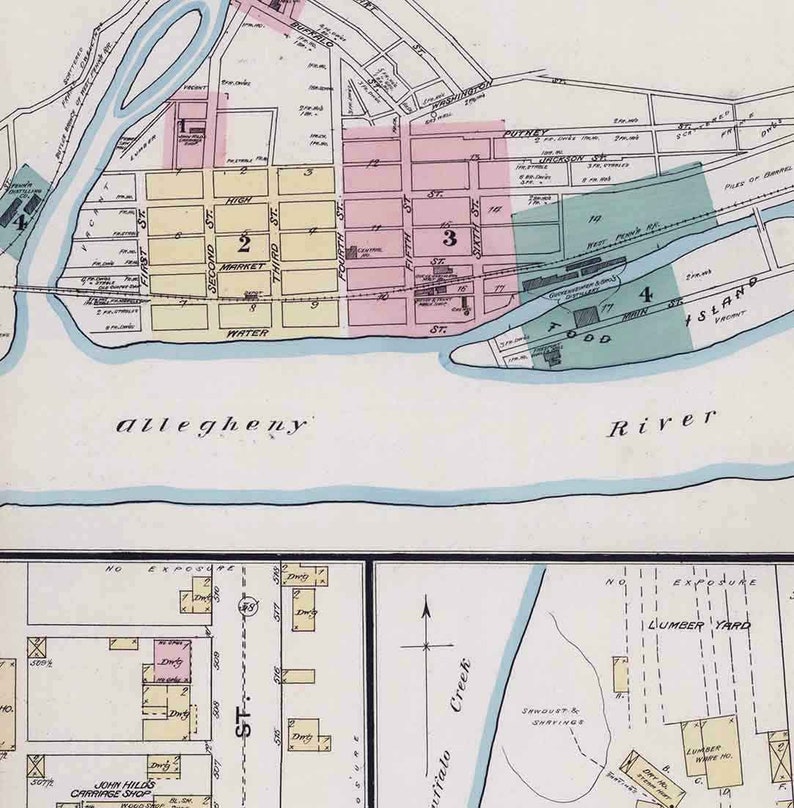 1886 Town Map of Freeport Armstrong County Pennsylvania - Etsy