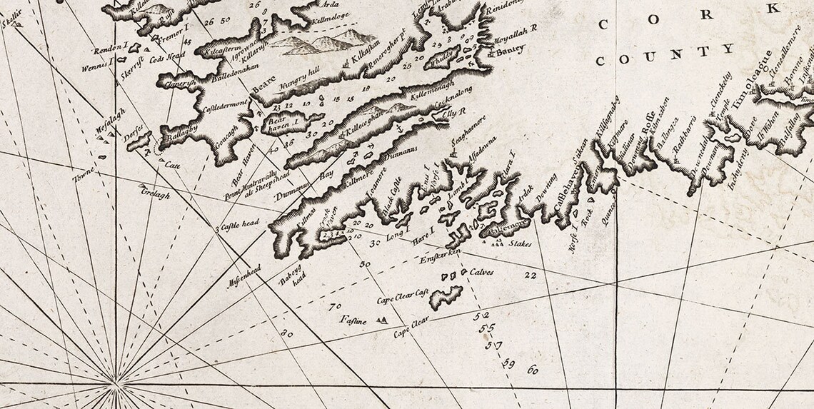1764 Map of the South West Coast of Ireland | Etsy