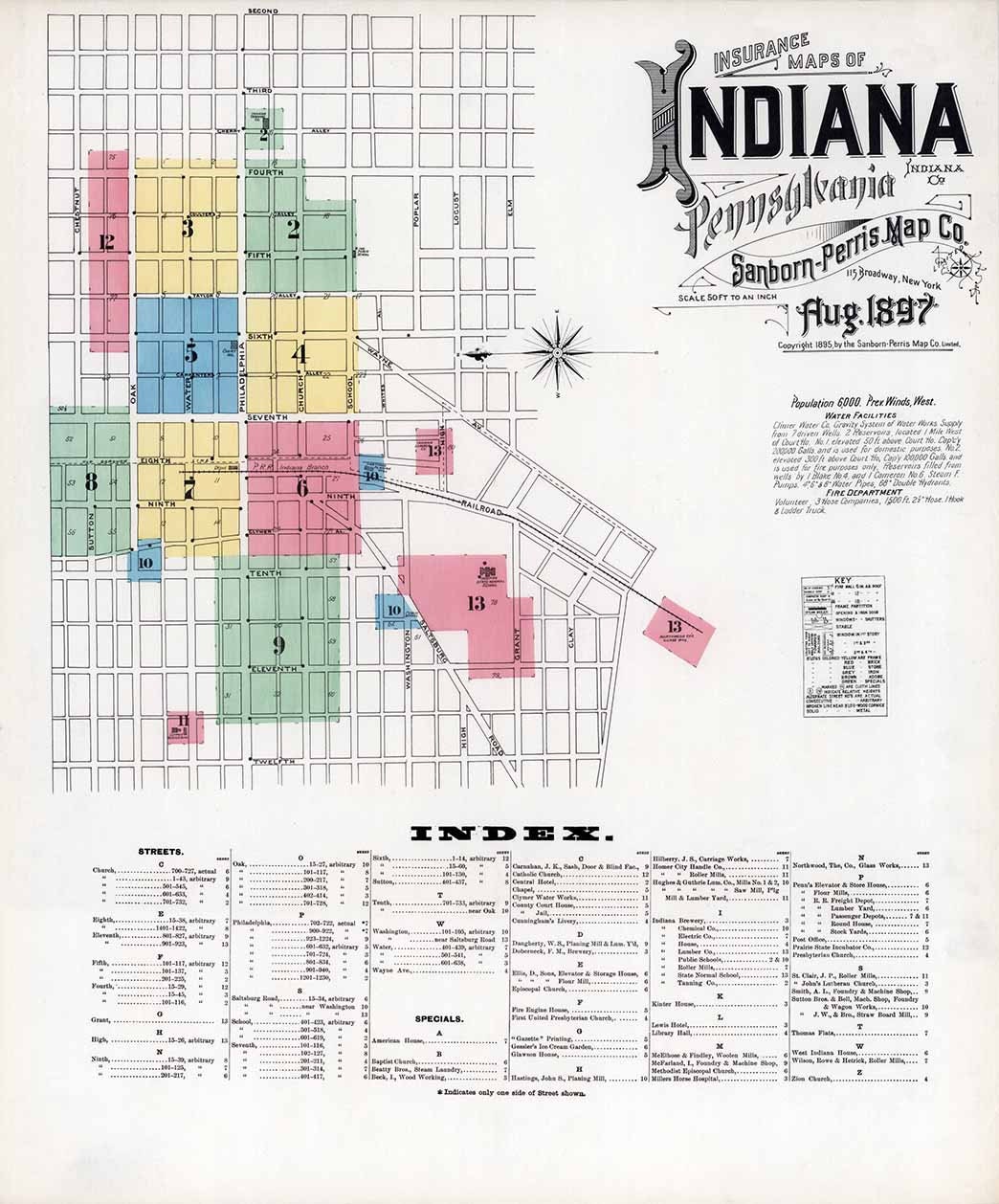1897 Town Map of Indiana County Pennsylvania - Etsy