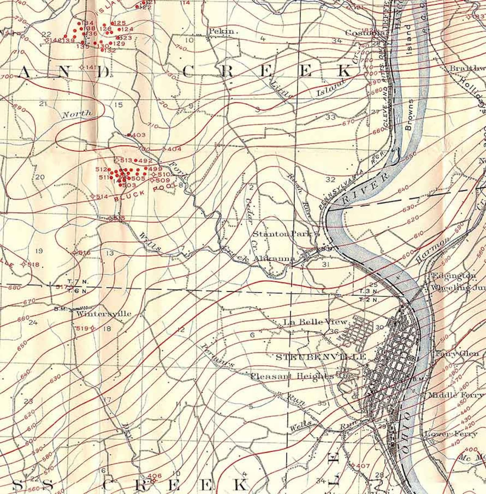 1907 Oil & Gas Well Map of Steubenville Pennsylvania Ohio West - Etsy