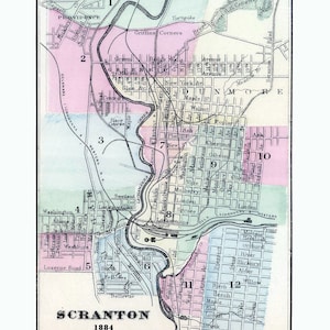 1884 Map of Scranton Pennsylvania - Etsy