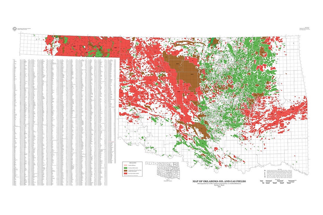2002 Map of Oklahoma Oil and Gas Fields - Etsy