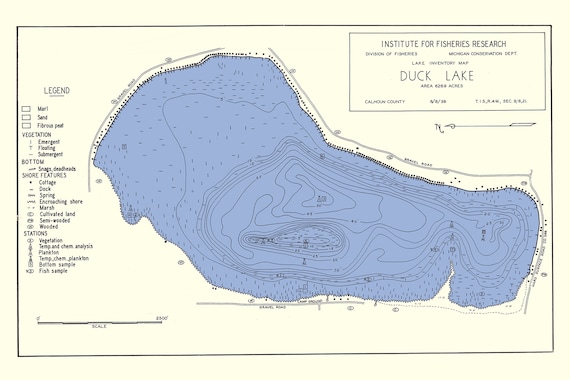 1938 Map of Duck Lake Calhoun County Michigan | Etsy