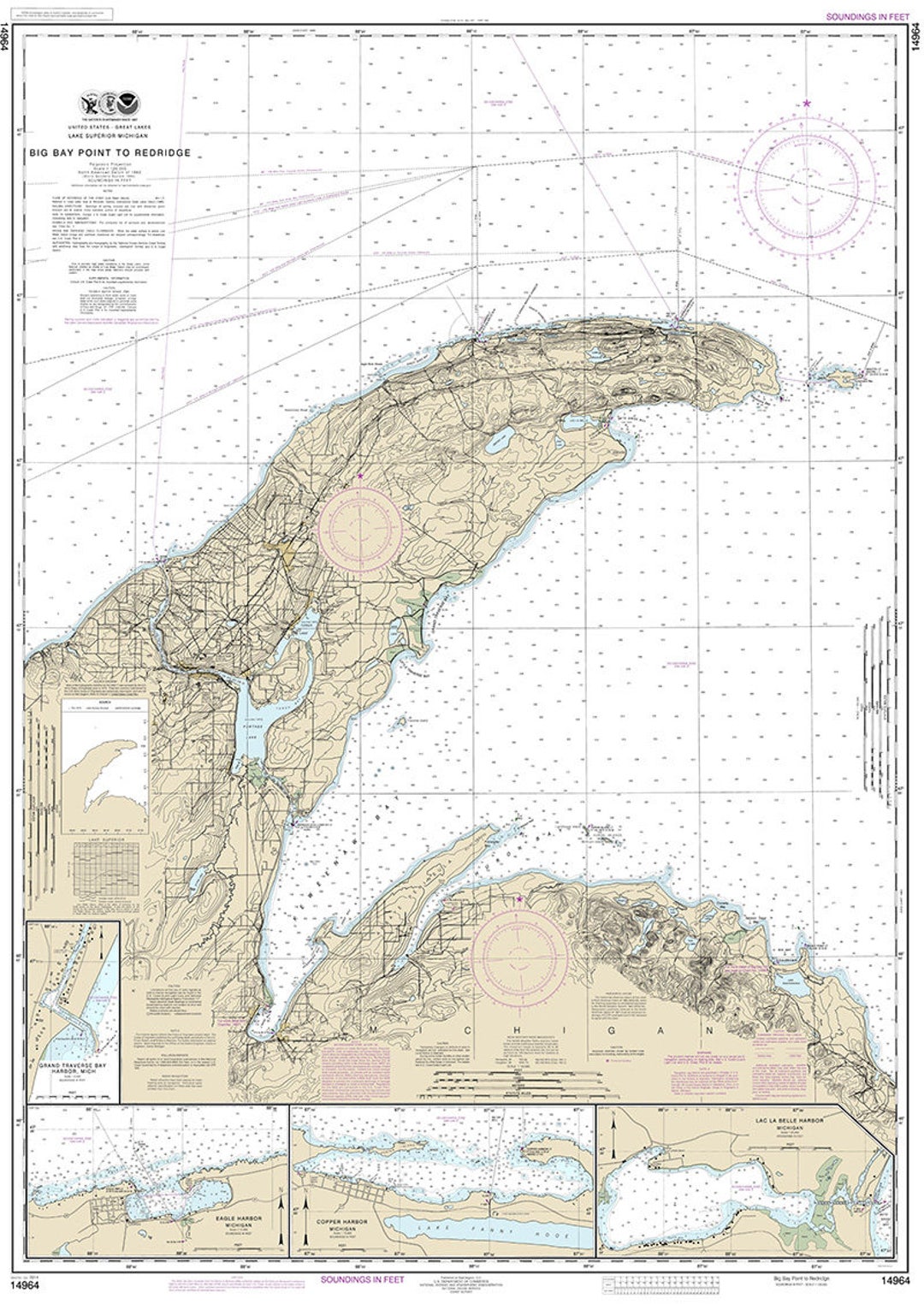 2014 Nauitical Map of Lake Superior & Keweenaw Penninsula - Etsy