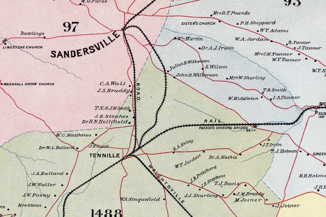 1897 Map of Washington County Georgia Sandersville Landowner - Etsy