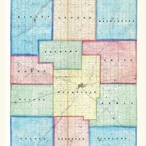 1856 Farm Line Map of Rush County Indiana - Etsy