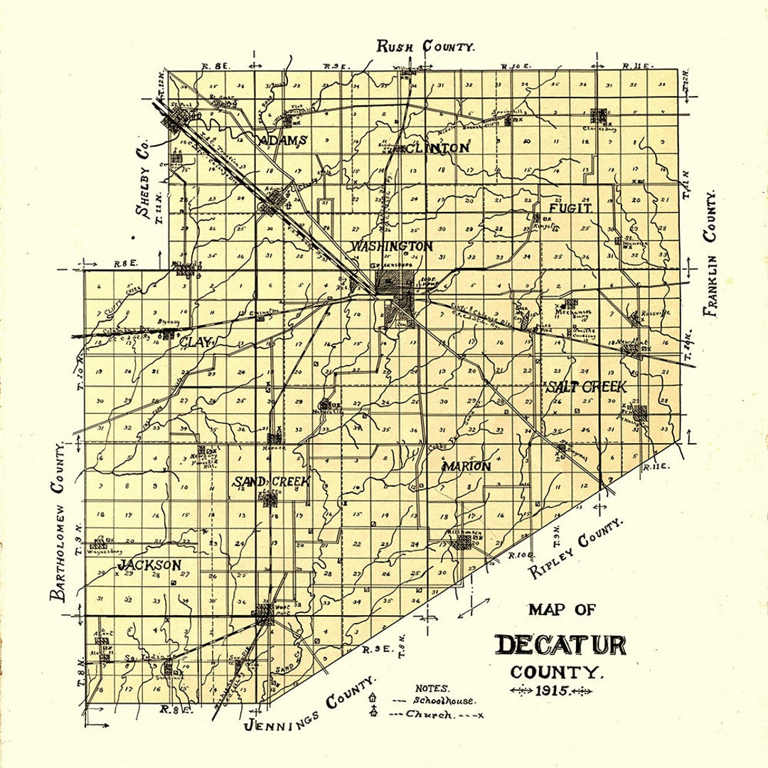 1915 Map of Decatur County Indiana - Etsy