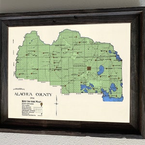 1914 Map of Alachua County Florida Gainesville Framed - Etsy